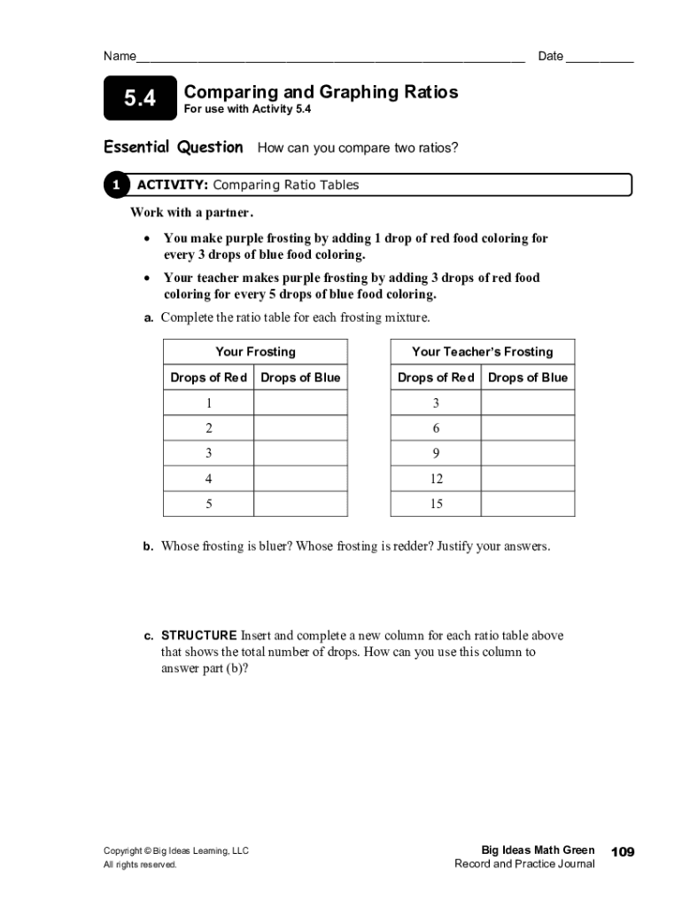 Fillable Online Comparing and Graphing Ratios Fax Email Print - pdfFiller