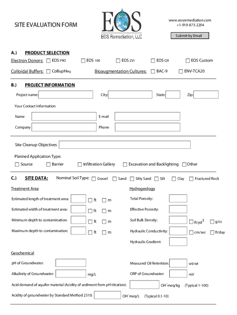 Fillable Online Site Evaluation Forms - EOS Remediation Fax Email Print ...