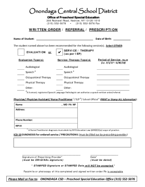 Fillable Online Occupational or Physical Therapy/Audiology Written ...