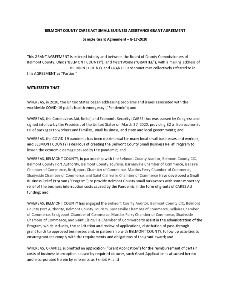 Fillable Online GRANT AGREEMENT FOR AN ACTION WITH ONE ... Fax Email Print - pdfFiller