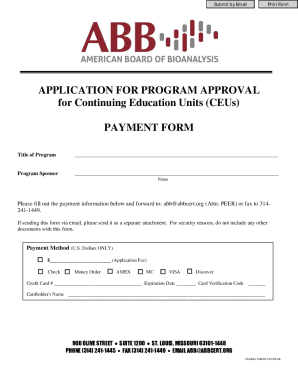 Fillable Online Application form for Continuing Education Programs Name Fax Email Print - pdfFiller