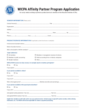 Fillable Online WICPA Affinity Partner Program Application Fax Email ...
