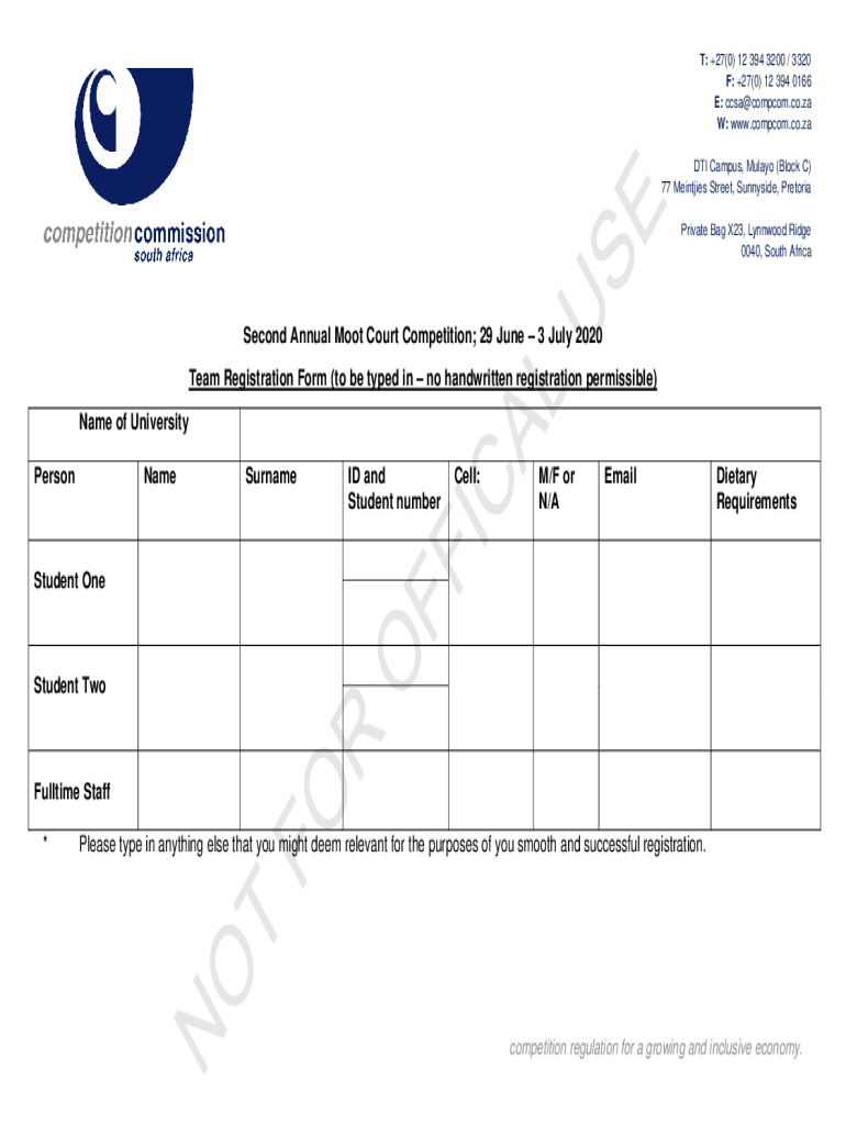 Fillable Online Moot Court Registration Form Fax Email Print - pdfFiller