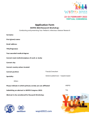 Fillable Online WSPID 2022 Research Workshop - Application Form Fax ...