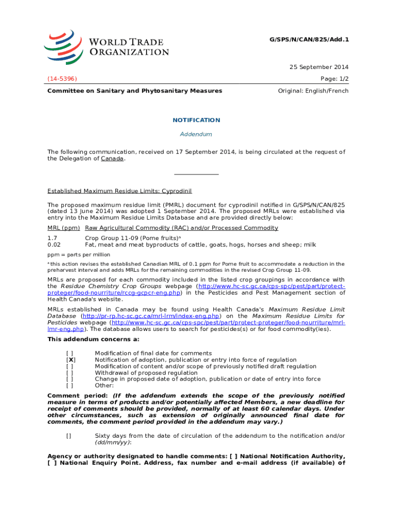 Maximum Residue Limits for Pesticides - Canada.ca Doc Template | pdfFiller