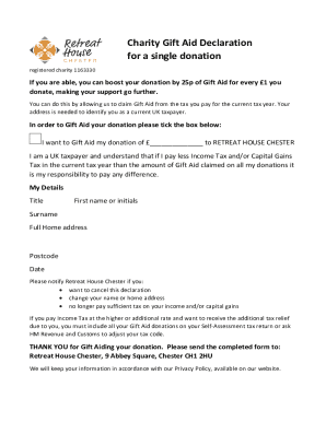 Fillable Online HMRC Charity Gift Aid Claim Rules Guidance Declaration ...