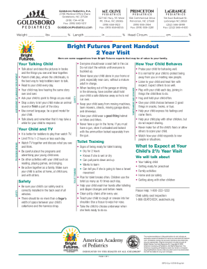 Fillable Online Bright Futures Parent Handout 18 Month Visit ...