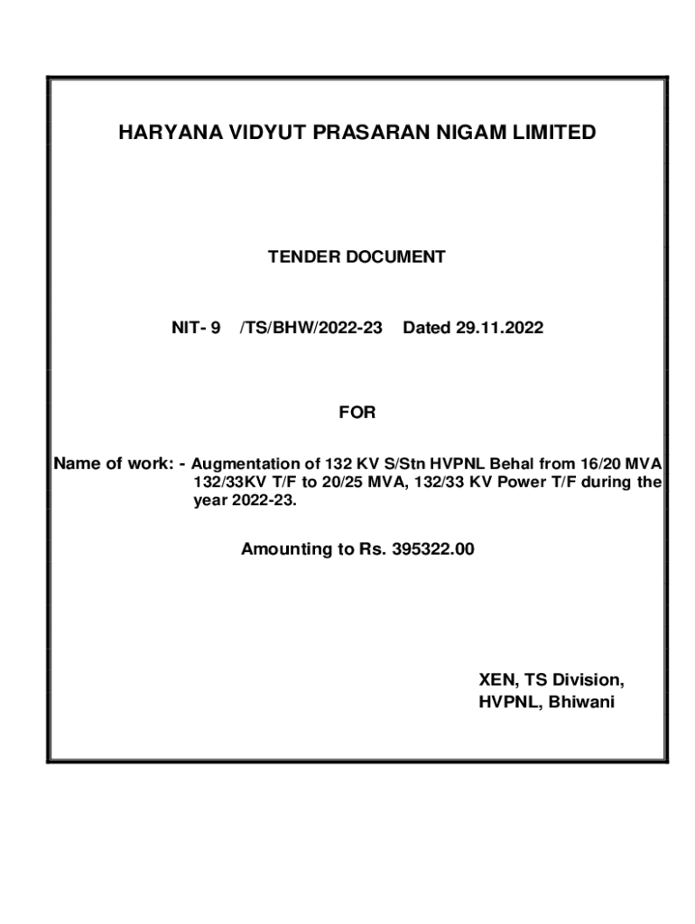 Fillable Online ormat for completeE-tendering process I.R.O TS Circle ...
