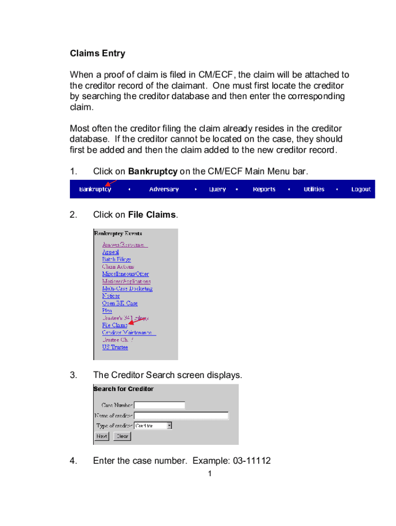 Fillable Online Claims Entry.doc Fax Email Print - pdfFiller