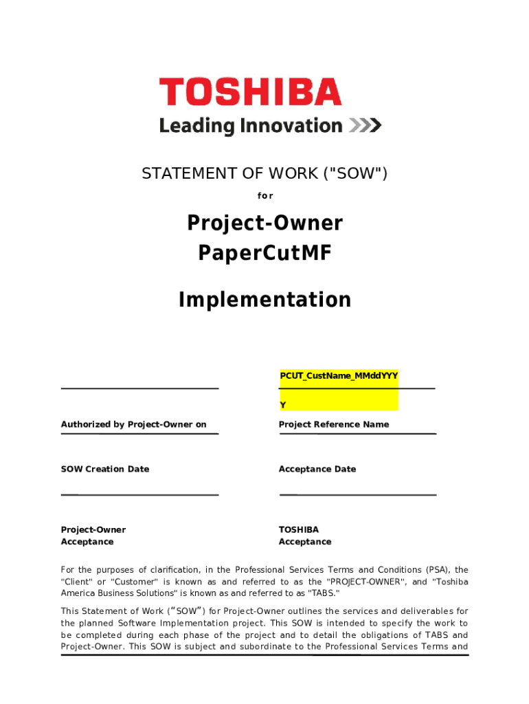 Project-Owner PaperCutMF Implementation - Amazon S3 Doc Template | pdfFiller