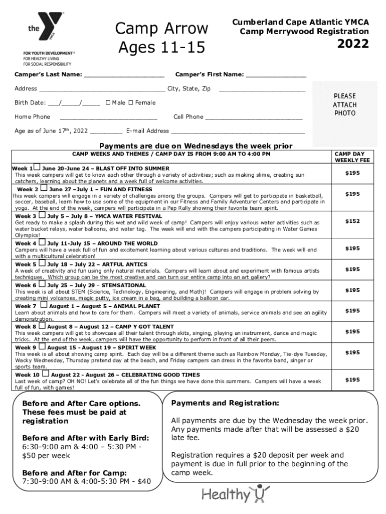 Fillable Online YMCA CAMP HI-ROCK - 2022 LIT Application Form Fax Email ...
