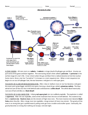 Fillable Online Life Cycle of a Star - Worksheet Fax Email Print ...