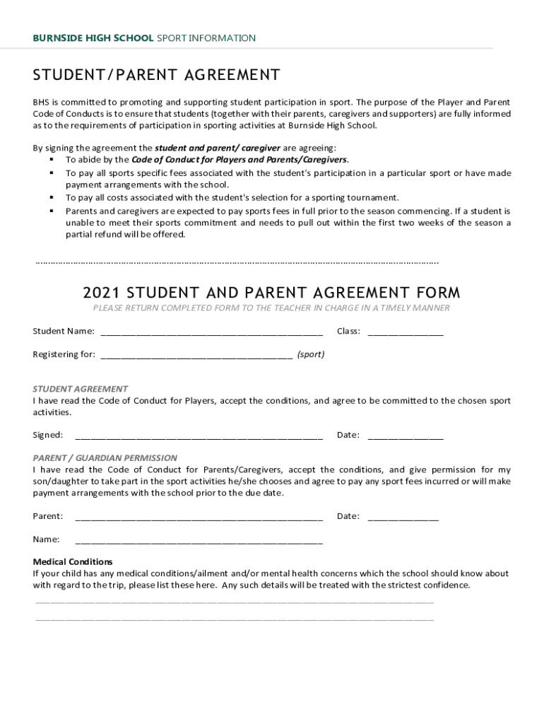 Fillable Online Code of Conduct Contract for Student-Athletes Madison ...