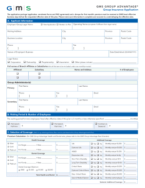 Fillable Online GMS GROUP PLAN Enrolment/Change Form Fax Email Print ...