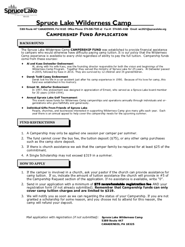 Fillable Online Spruce Lake Retreat Center in Pennsylvania's Pocono ...