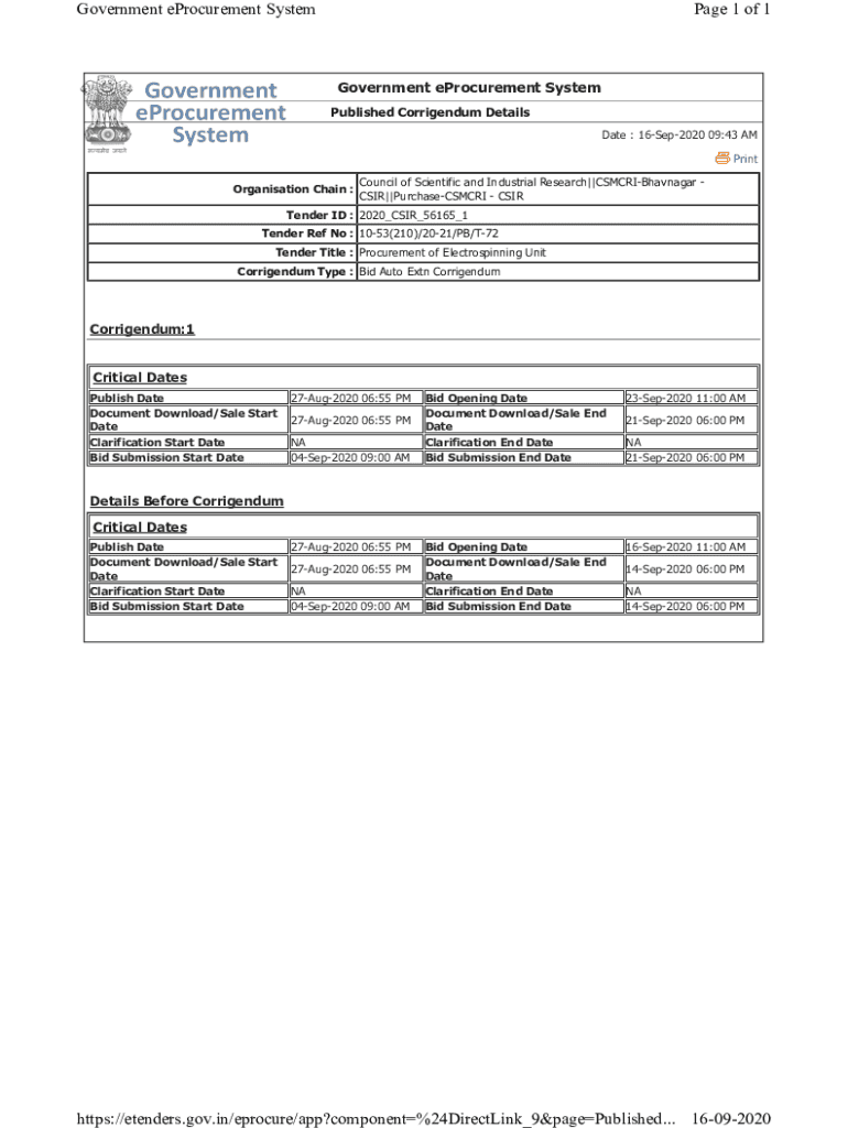 Fillable Online eProcurement System Government of Tamil Nadu Fax Email ...