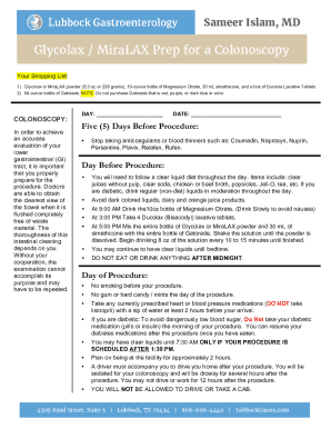 Fillable Online How to Prepare for Your Colonoscopy Using MiraLAX Fax ...
