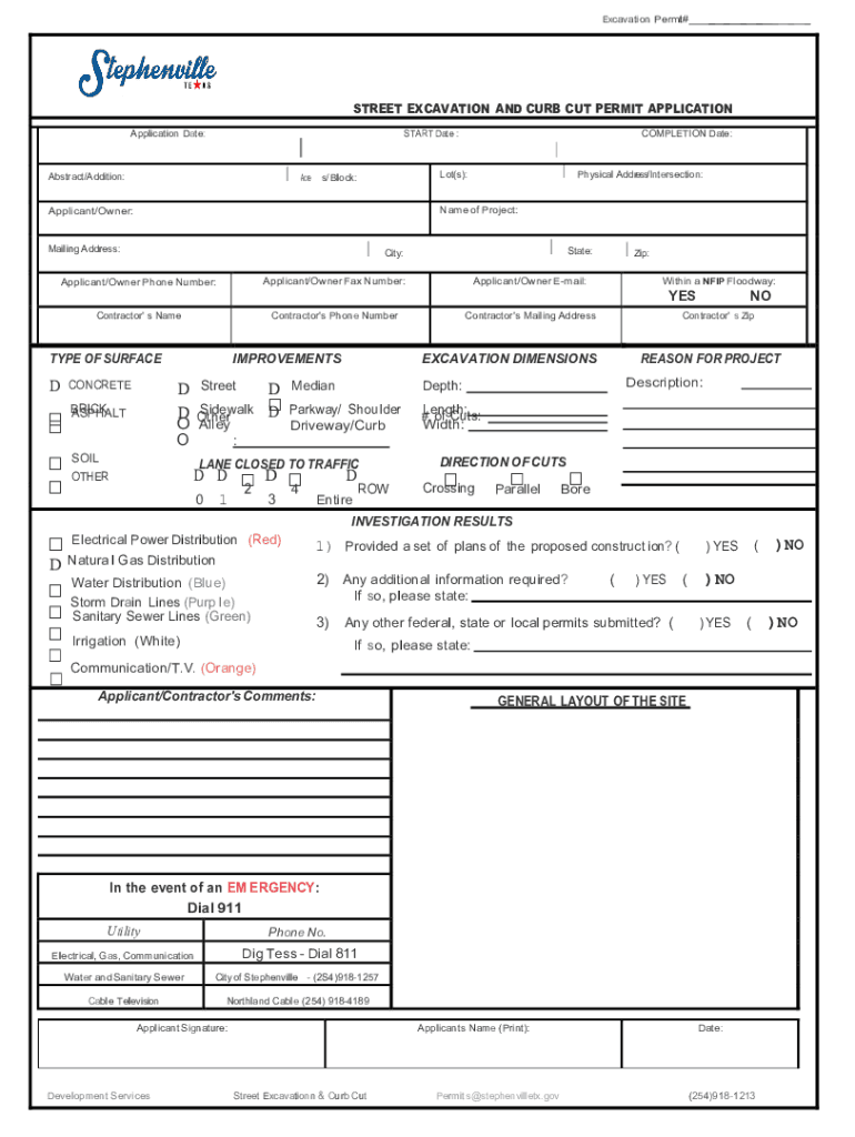 Fillable Online What is an Excavation Permit? - LA County Public Works ...
