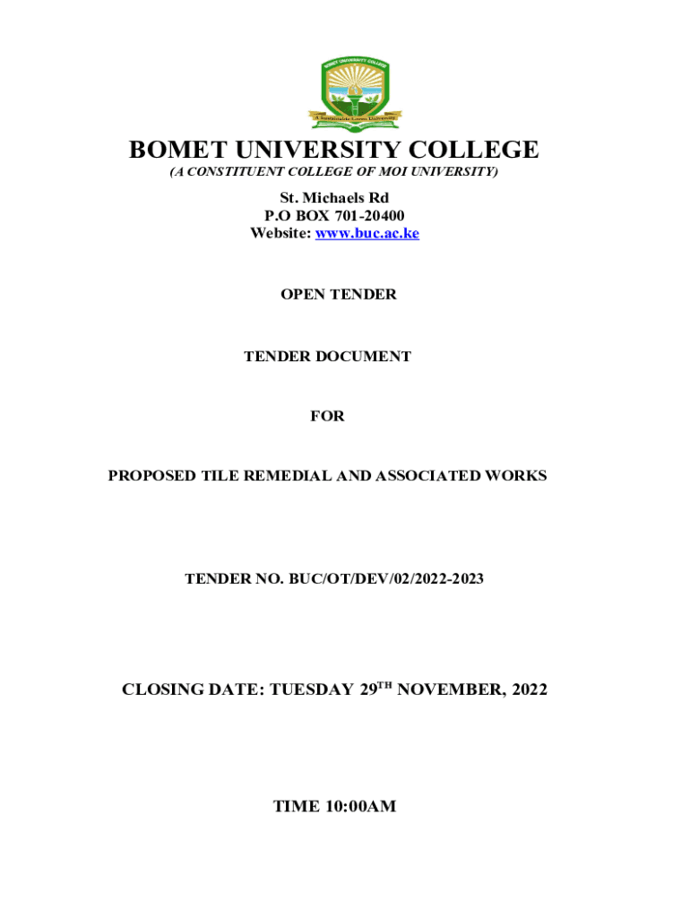Fillable Online BOMET UNIVERSITY COLLEGE Fax Email Print - pdfFiller