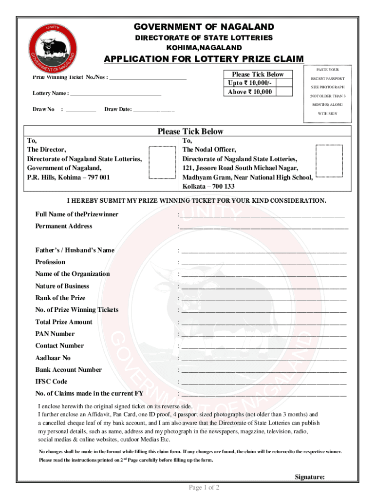 Fillable Online application for lottery prize claim - ReaderMaster Fax Email Print - pdfFiller