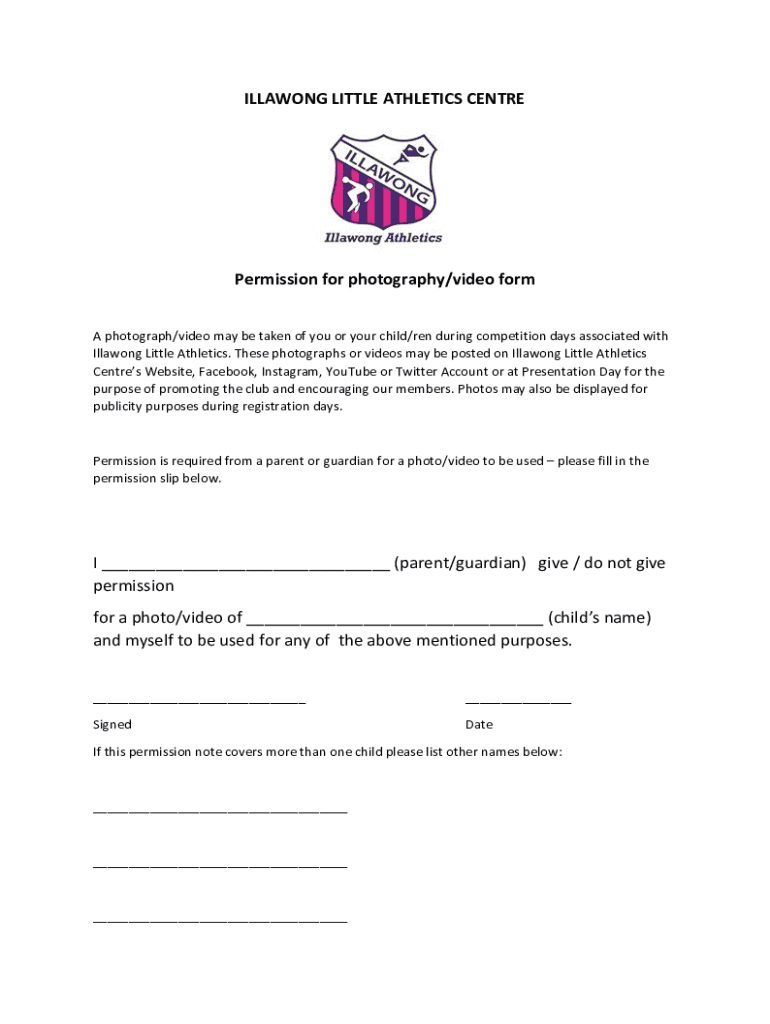 Fillable Online Permission for photography/video form Fax Email Print ...