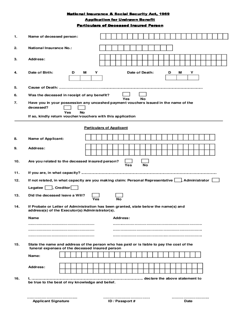 Fillable Online FORM UB1 - Application for Undrawn Benefit Fax Email ...