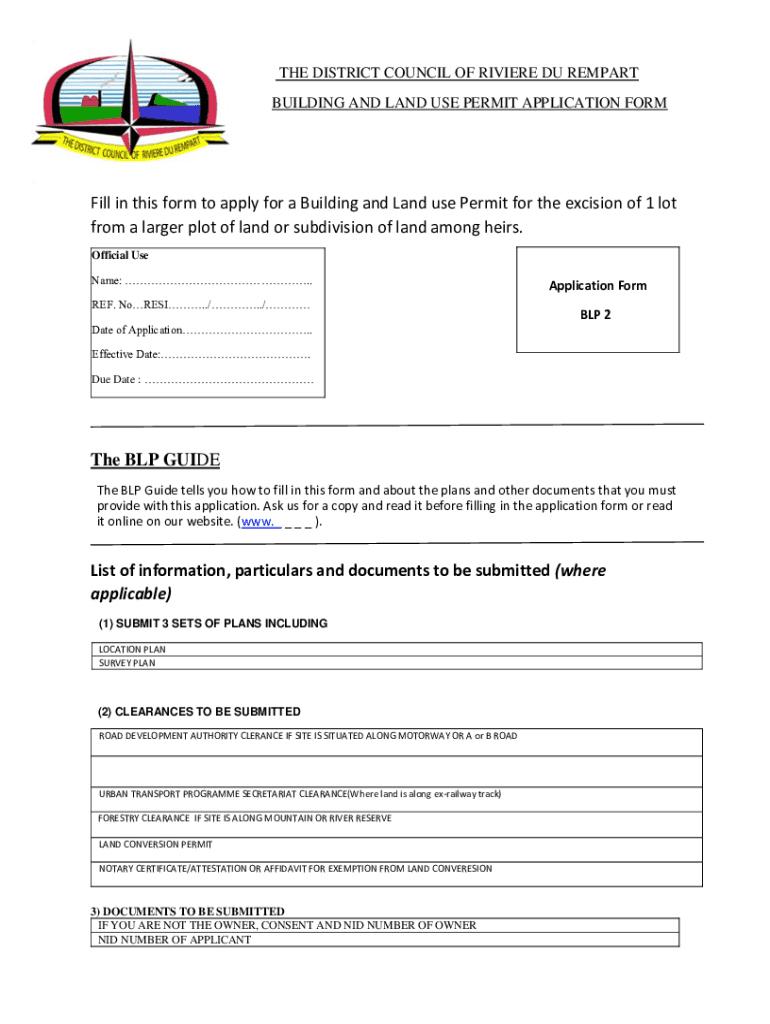 Fillable Online Building and Land Use Permit Application Form Fax Email Print - pdfFiller