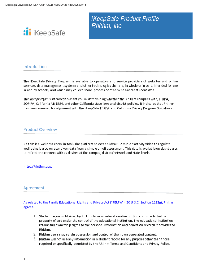 Fillable Online iKeepSafe Product Profile Rhithm, Inc. Fax Email Print ...