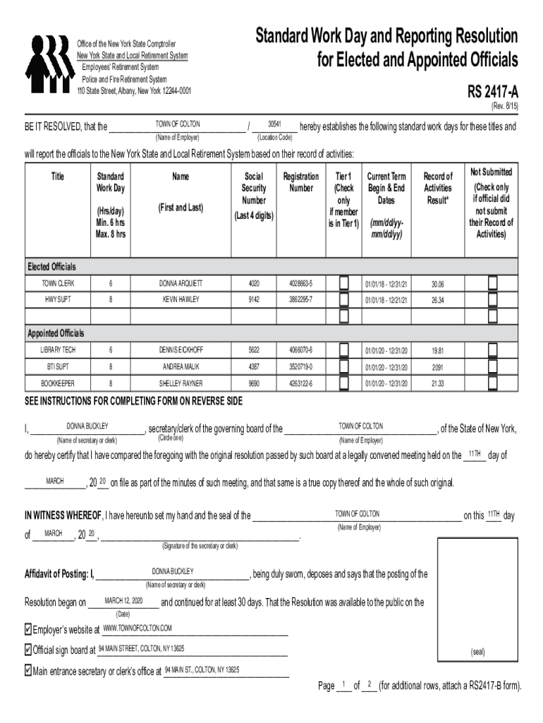 Fillable Online Fillable Online Standard Work Day and Reporting ...