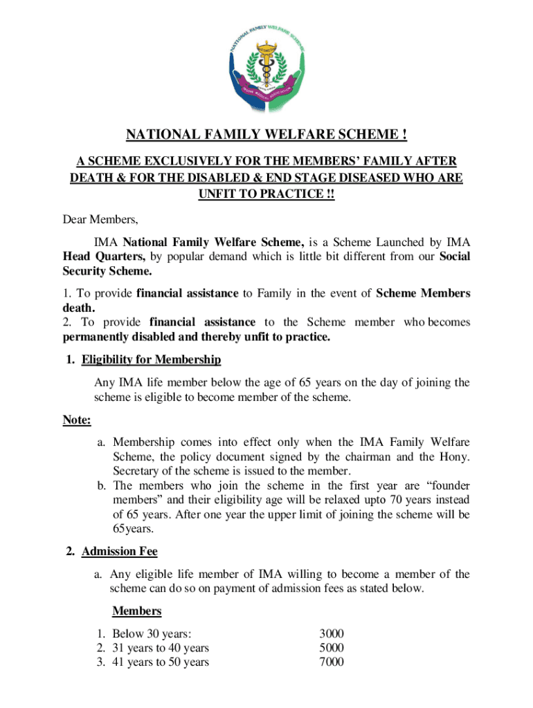Fillable Online About UsIMA National Family Welfare Scheme Fax Email ...