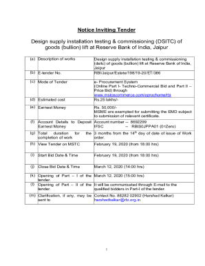Fillable Online Notice Inviting Tender Design supply installation ...