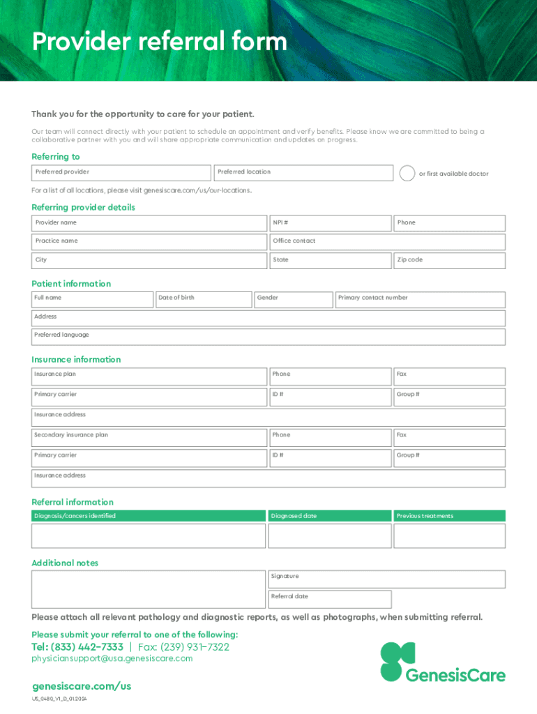 Fillable Online Patient Referral Form Thank You - Billings Clinic Fax Email Print - pdfFiller