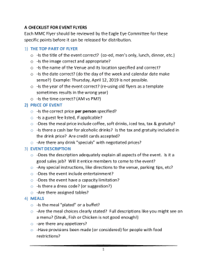Fillable Online A CHECKLIST FOR EVENT FLYERS Each MMC Flyer should ...