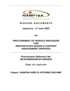 Standard Bidding Documents - NAMFISA Doc Template | pdfFiller