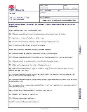 Fillable Online SickKids Biobank Participant Consent Form Template Fax ...