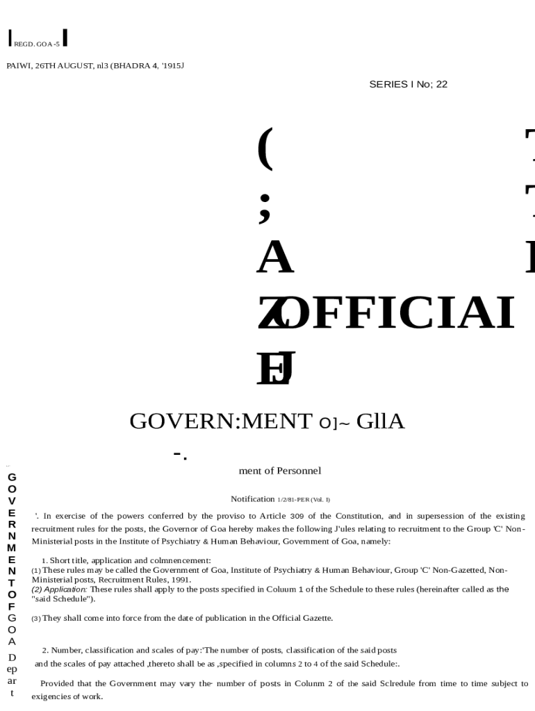 government of - Goa Printing Press Doc Template | pdfFiller