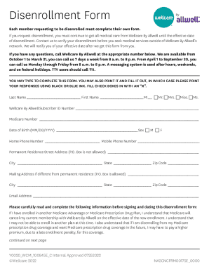 Fillable Online Medicare Advantage (HMO) Plan Disenrollment Form Fax ...