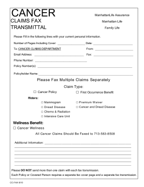 Fillable Online Cancer Claim Form Fax Email Print - pdfFiller