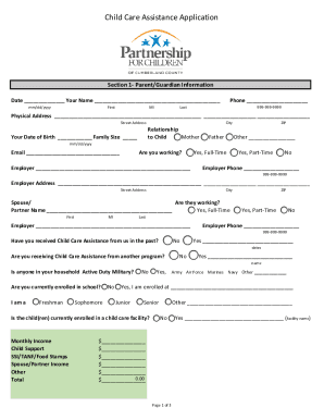 Fillable Online Child Care Assistance Program Information and ...