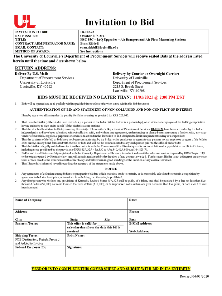 Fillable Online A-1 MEP INVITATION TO BID 1 DIVISION OF FACILITIES ...