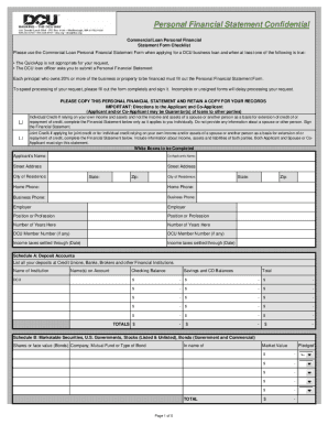 Fillable Online Commercial Loan Personal Financial Statement Form. Use ...