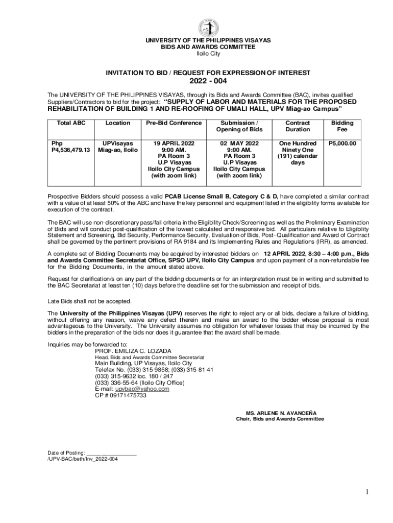 Fillable Online REQUEST FOR EXPRESSION OF INTEREST - DENR Fax Email ...