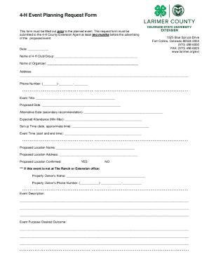 Fillable Online 4-H Event Planning Request Form Fax Email Print - pdfFiller