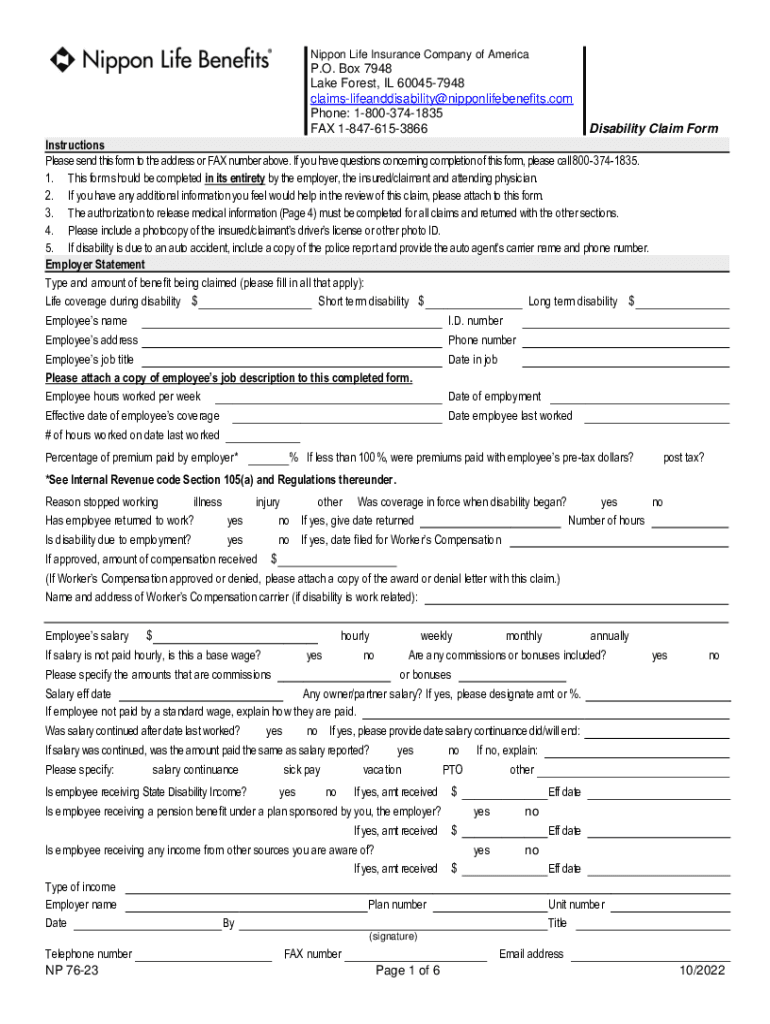 Fillable Online Nippon Life Benefits - Employee Benefits Designed for ...