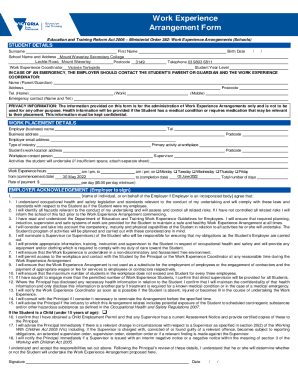 Fillable Online STUDENT WORK EXPERIENCE PLACEMENT FORM Fax Email Print ...