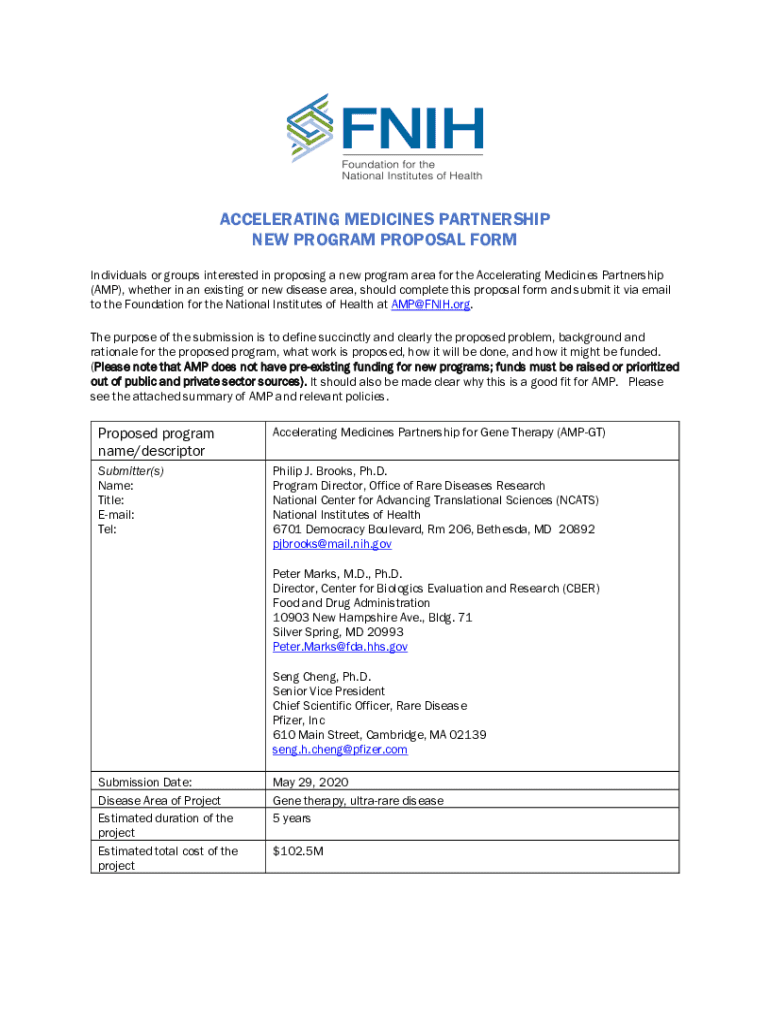 Fillable Online Accelerating Medicines Partnership new program proposal ...