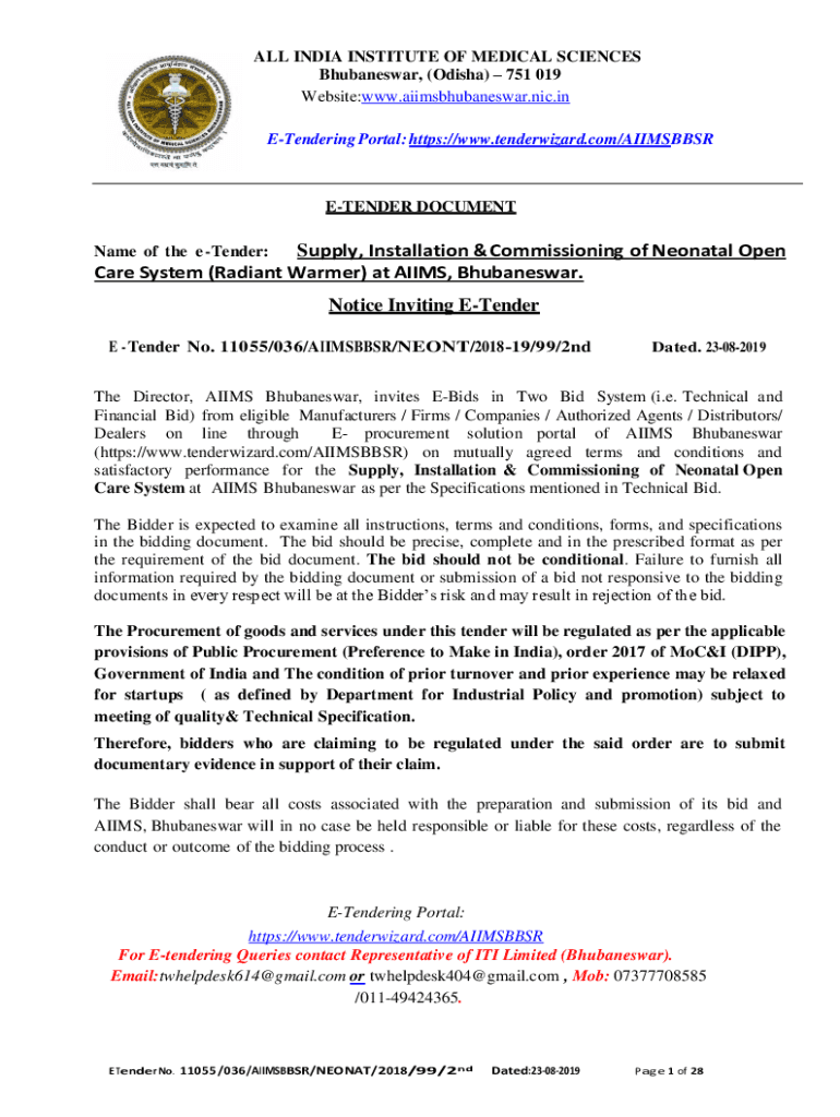 Fillable Online Tenderwizard Aiims - Fill Online, Printable, Fillable ...