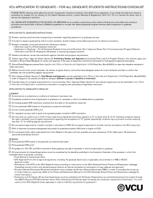 Fillable Online Vcu Application To GraduateFor All Graduate Students ...