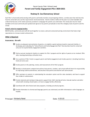 Fillable Online Parent and Family Engagement Plan 2020-2021 Rodney B ...
