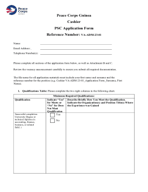 Fillable Online files peacecorps Peace Corps Cashier PSC Application ...